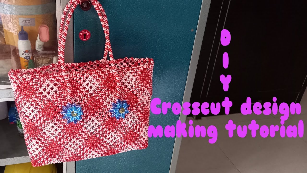 How to make Crosscut design plastic wire bag ??## Making#Tutorial ...