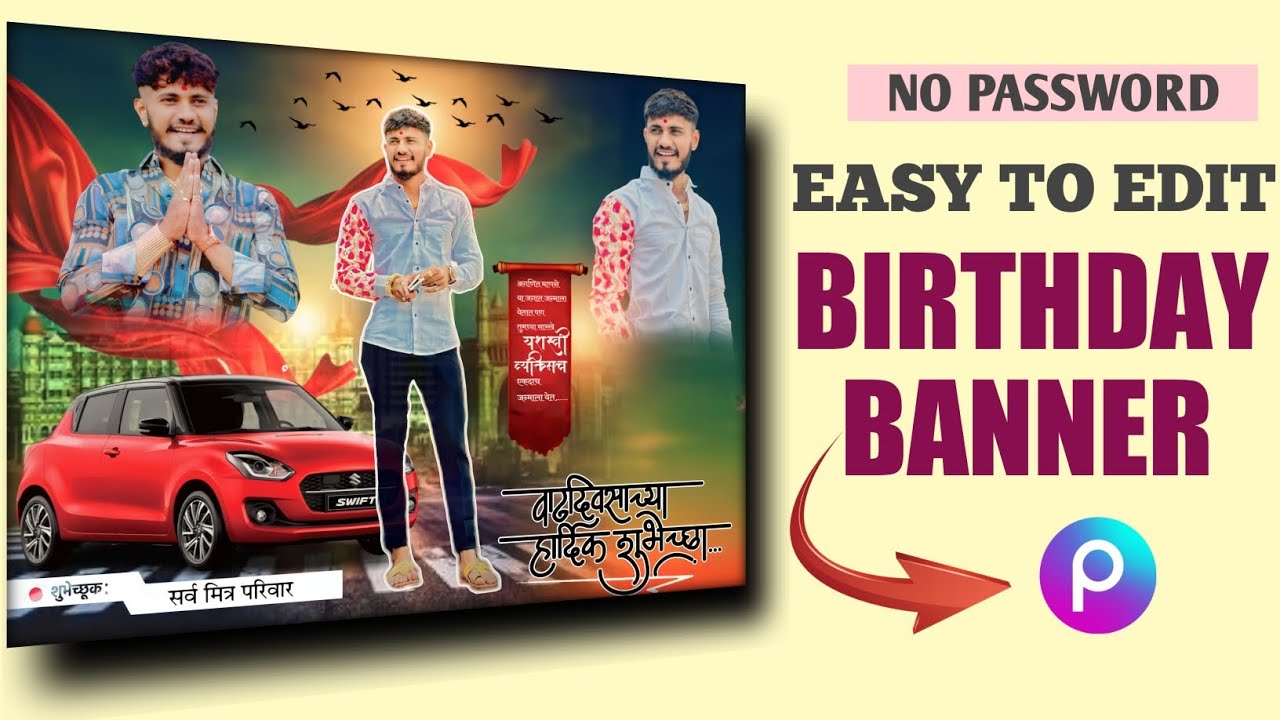 Easy Ways to Edit Birthday Banner with picsart | Banner Editing ...