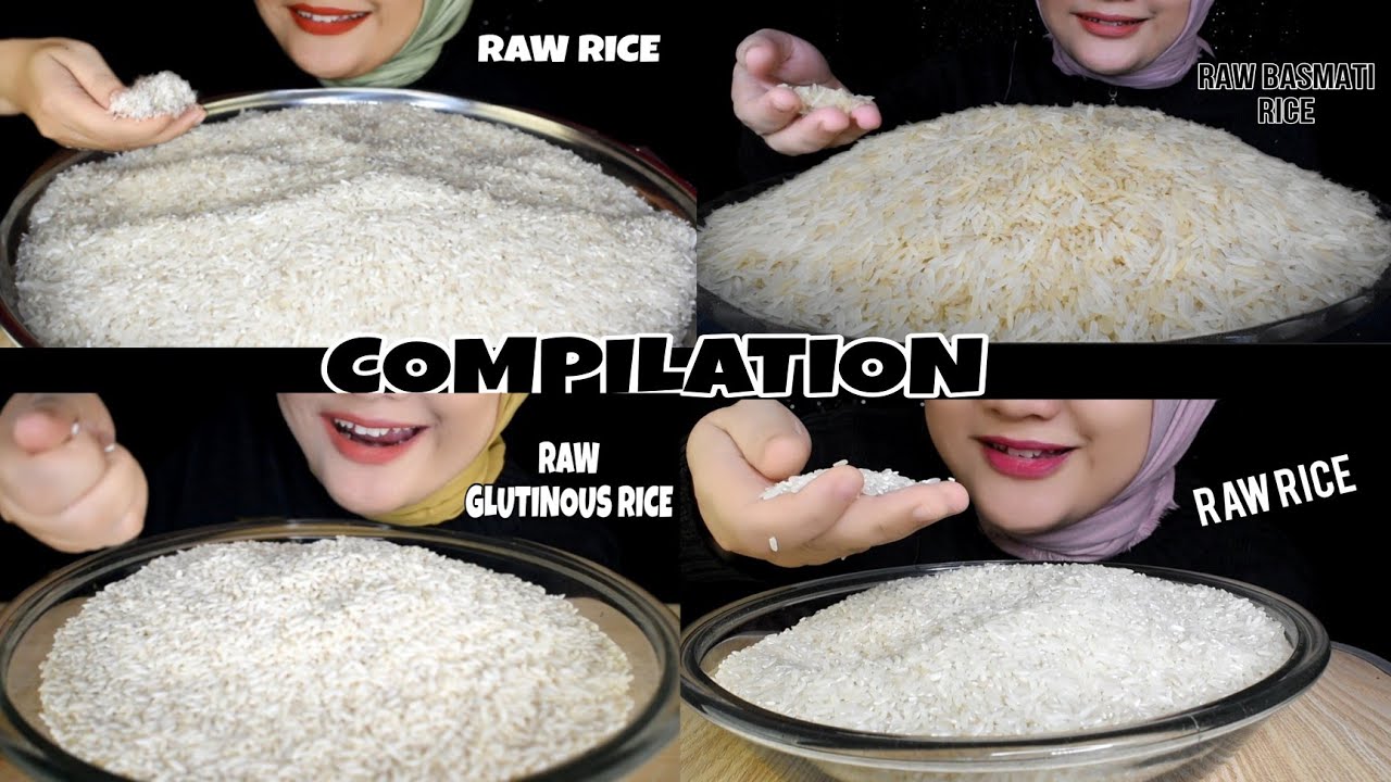 ASMR RAW RICE EATING|| COMPILATION RAW RICE - YouTube