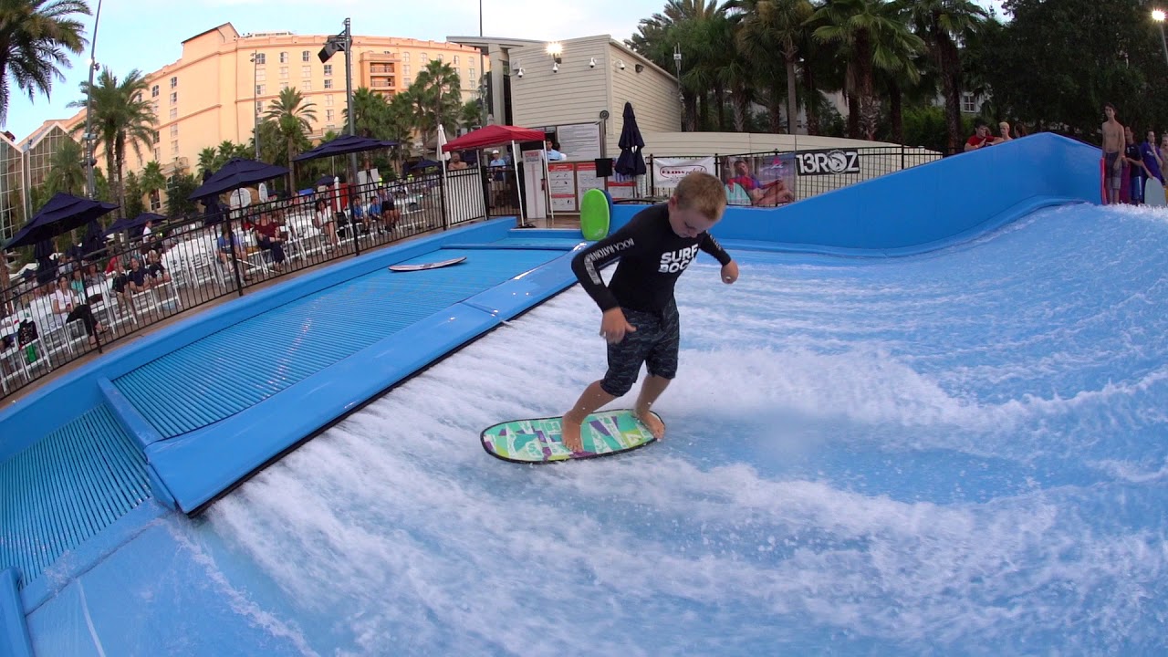 Pro riders on the FlowRider Surf Machine at Gaylord Palms Resort ...