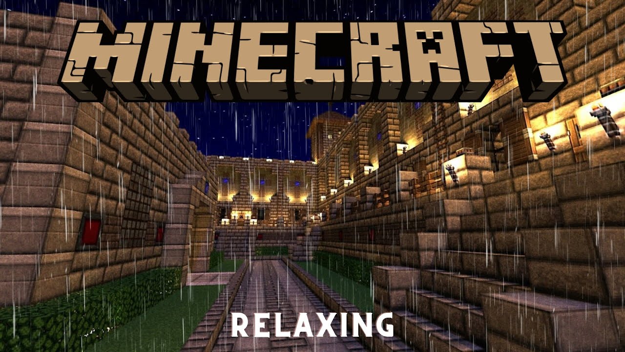 💧 Minecraft Music + Rain sound 💧 With Candlelight Sparkling | Rain and ...