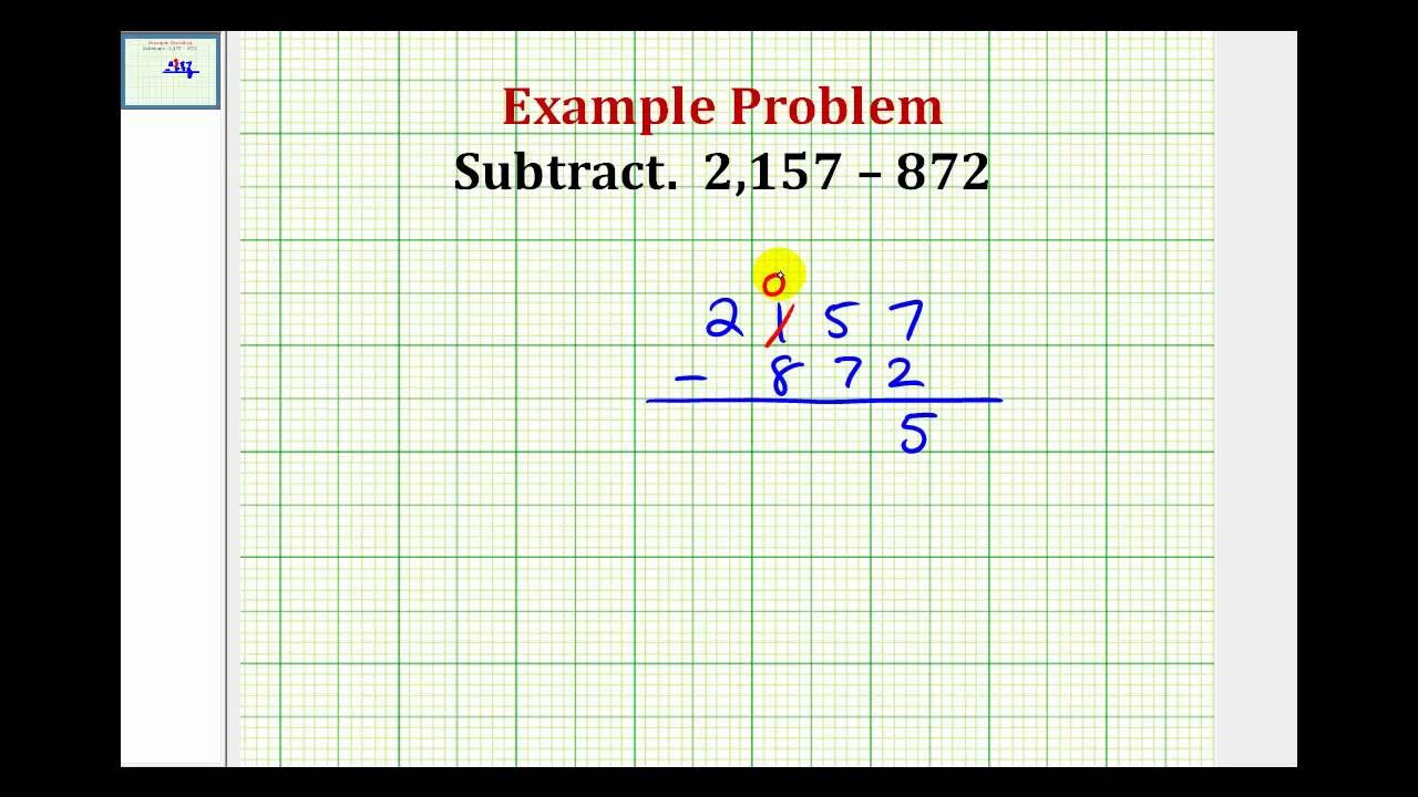 Example: Subtracting Whole Numbers - YouTube