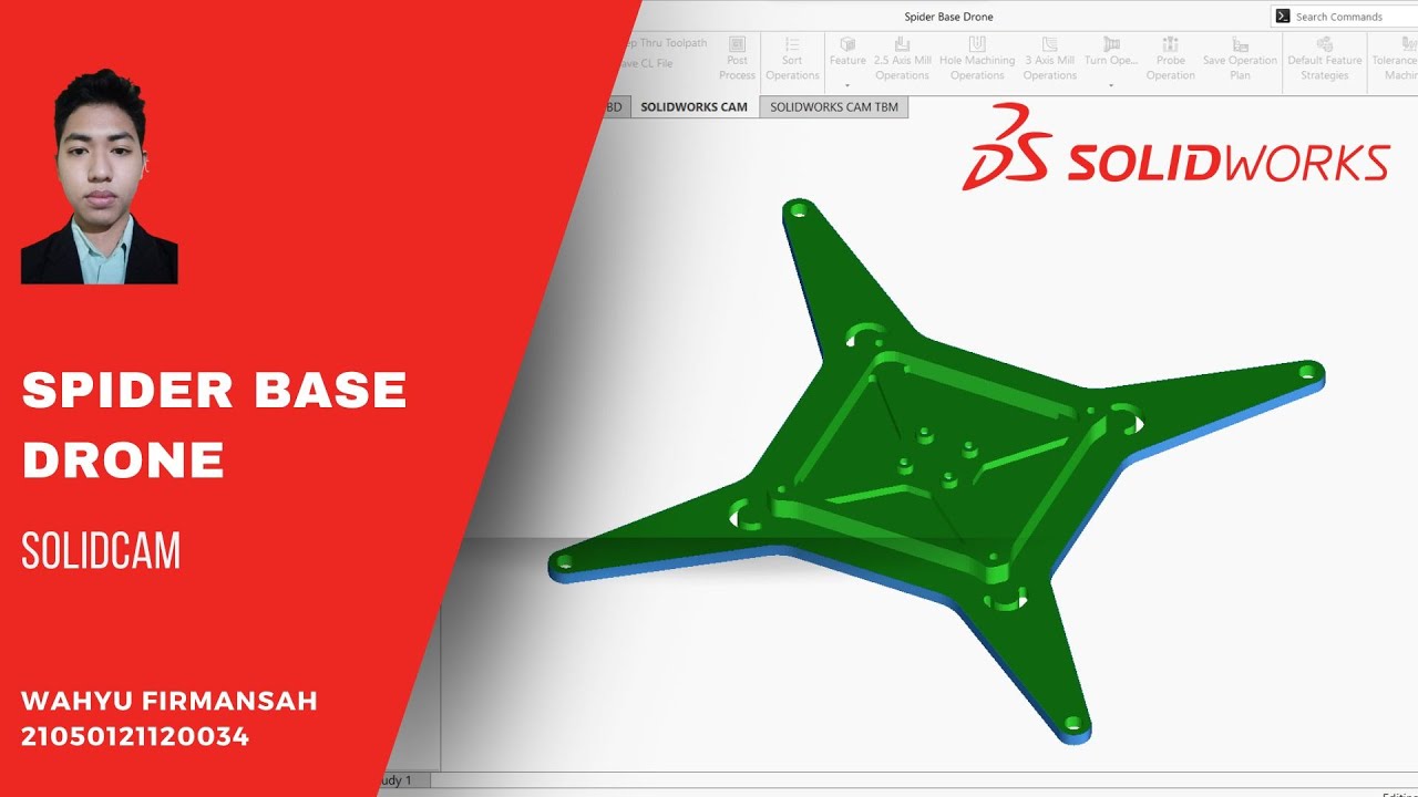 TUTORIAL SOLIDCAM MILLING : Spider Base Drone - YouTube