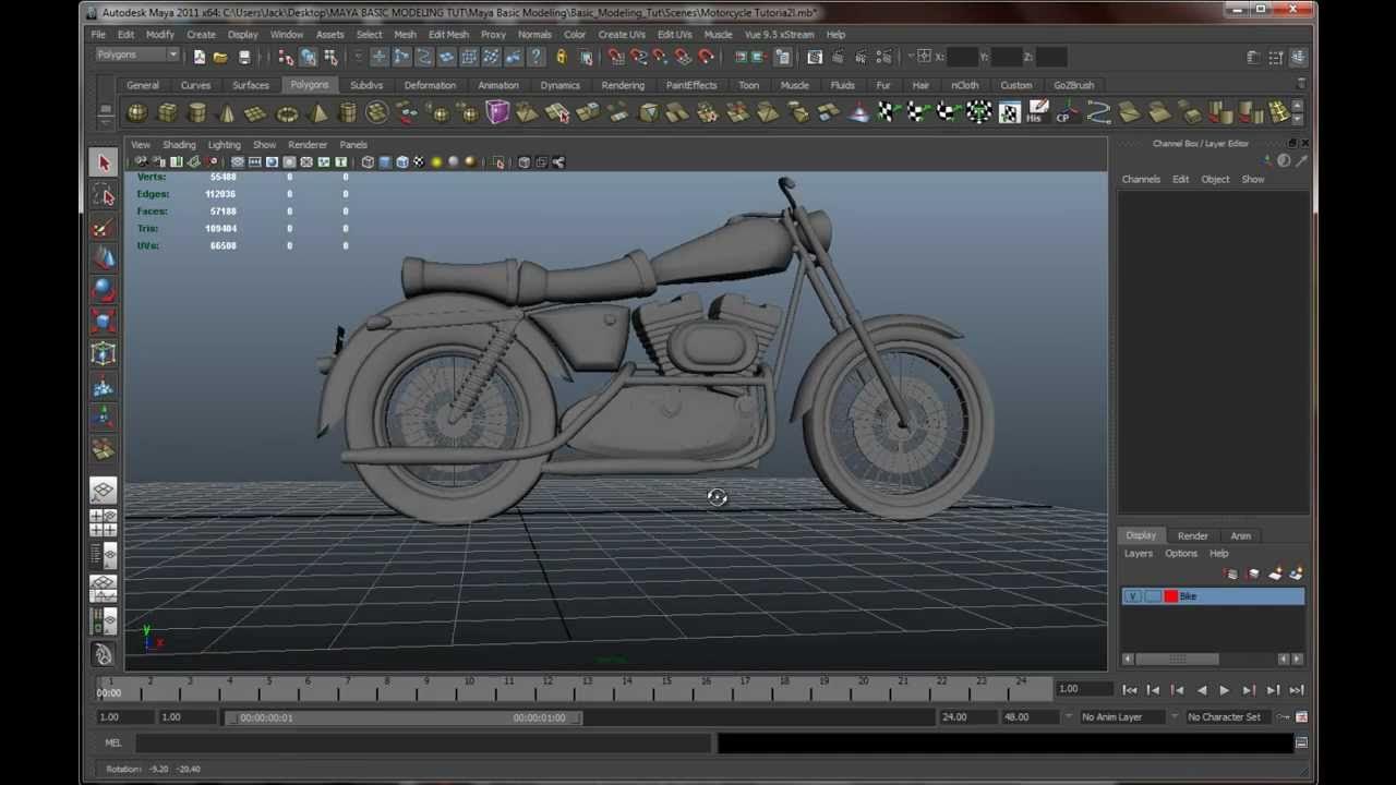 Maya Beginner Modeling Tutorial - Motorcycle ( Part 13 of 13 ) - YouTube