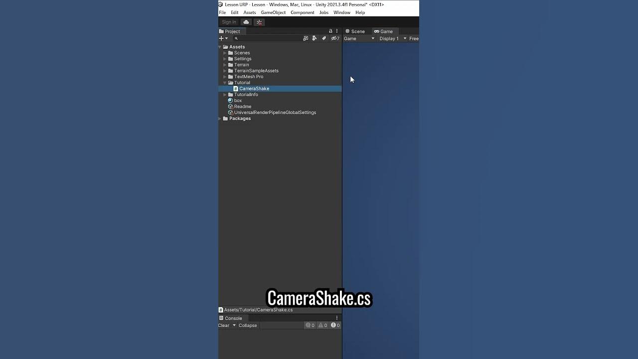 Simple Camera Shake Unity Tutorial Unitytutorial Gamedev Camera Indiegame Unity3d 