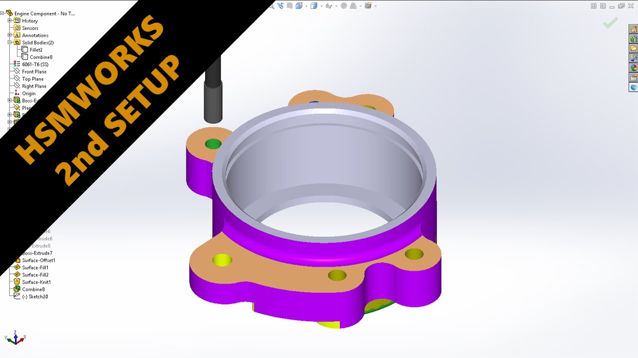 Milling a turned part in HSMWorks - Setup 2 Finishing - YouTube