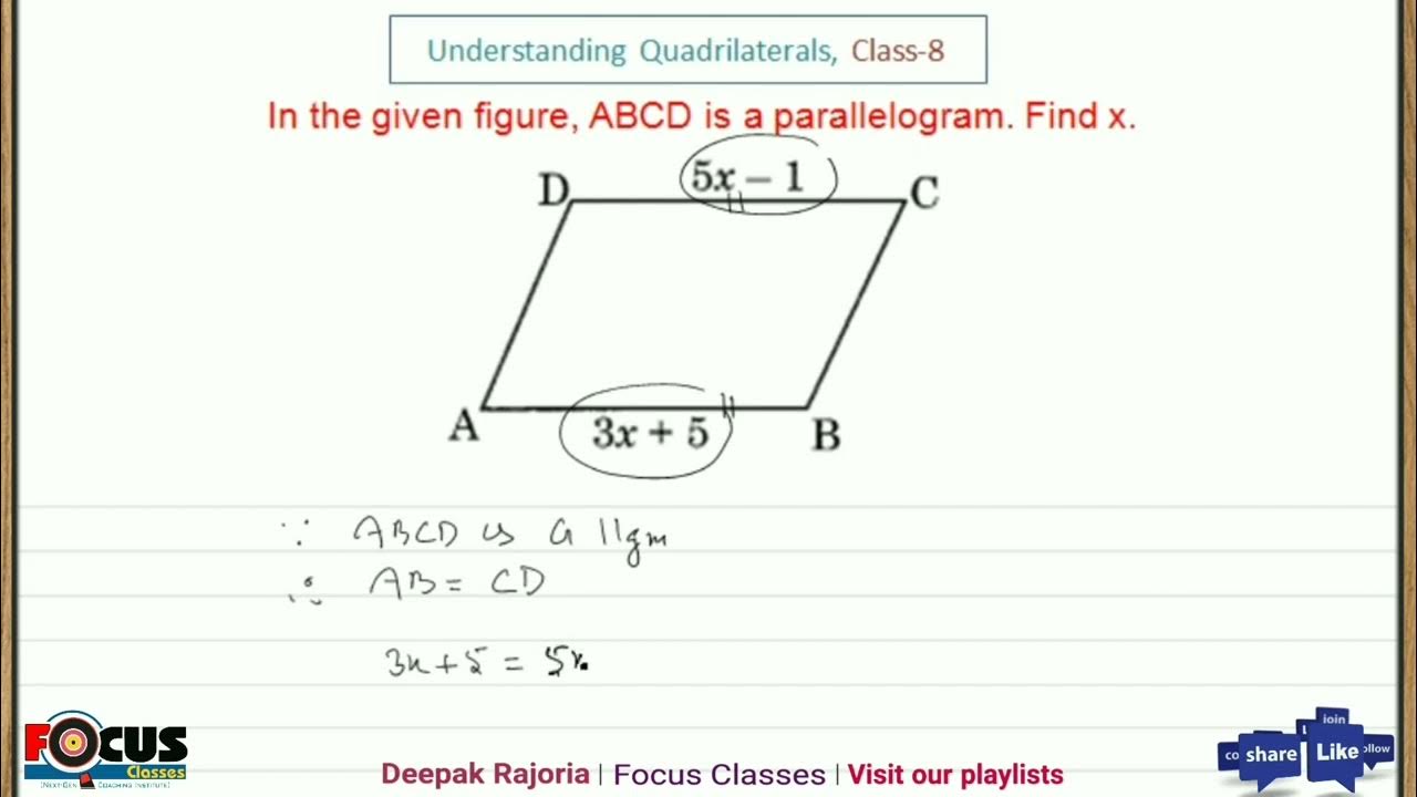 In The Given Figure Abcd Is A Parallelogram Find The Value Of X If Ab