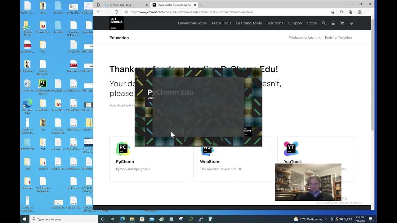 CSE 160 2022SP Install PyCharm EDU on Win10 - YouTube