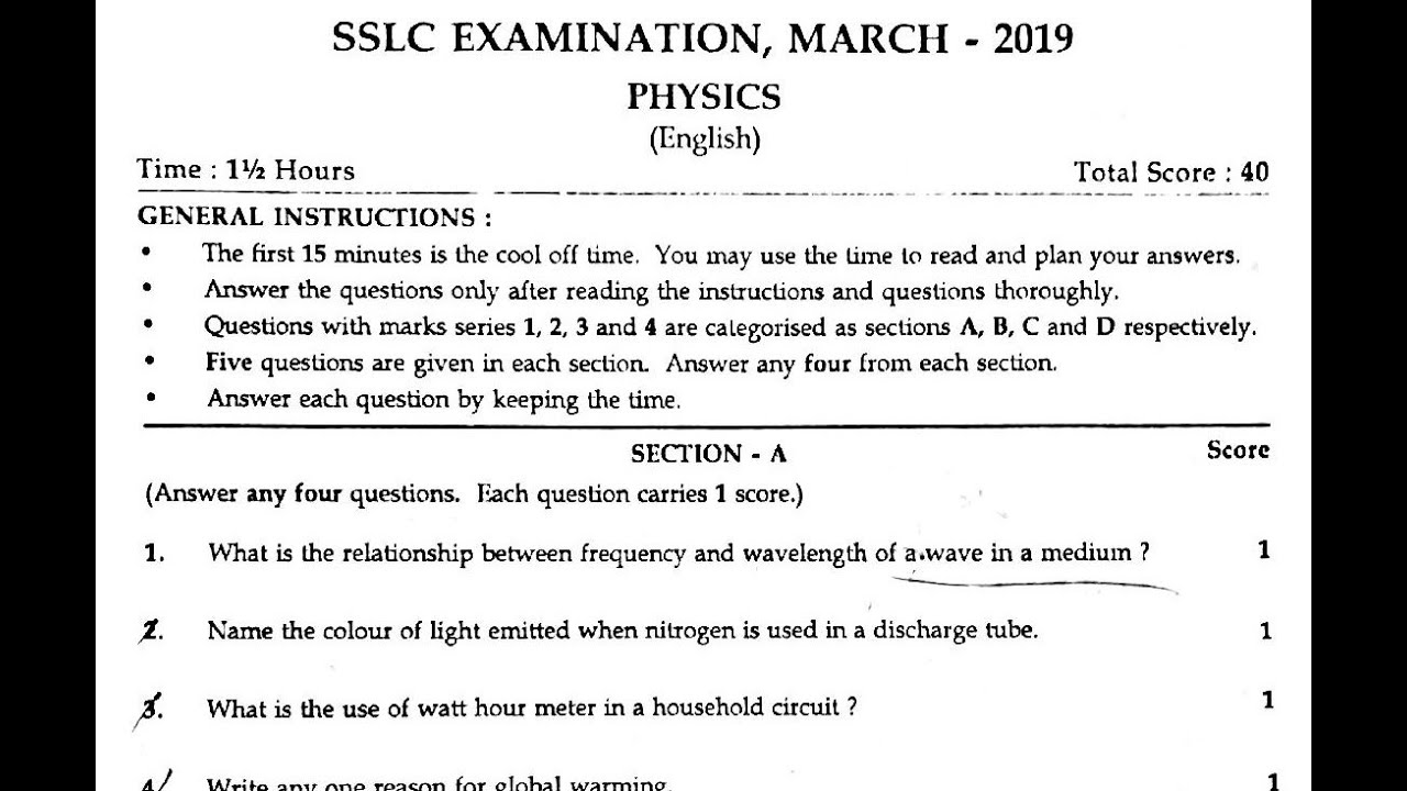 SSLC ANNUAL EXAM 2019 QUESTION PAPER PHYSICS ENG KERALA YouTube sslc-annual-exam-2019-question-paper-physics-eng-kerala-youtube