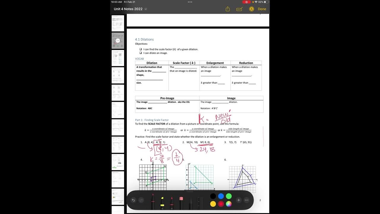 Math 2 Dilations: finding scale factor - YouTube