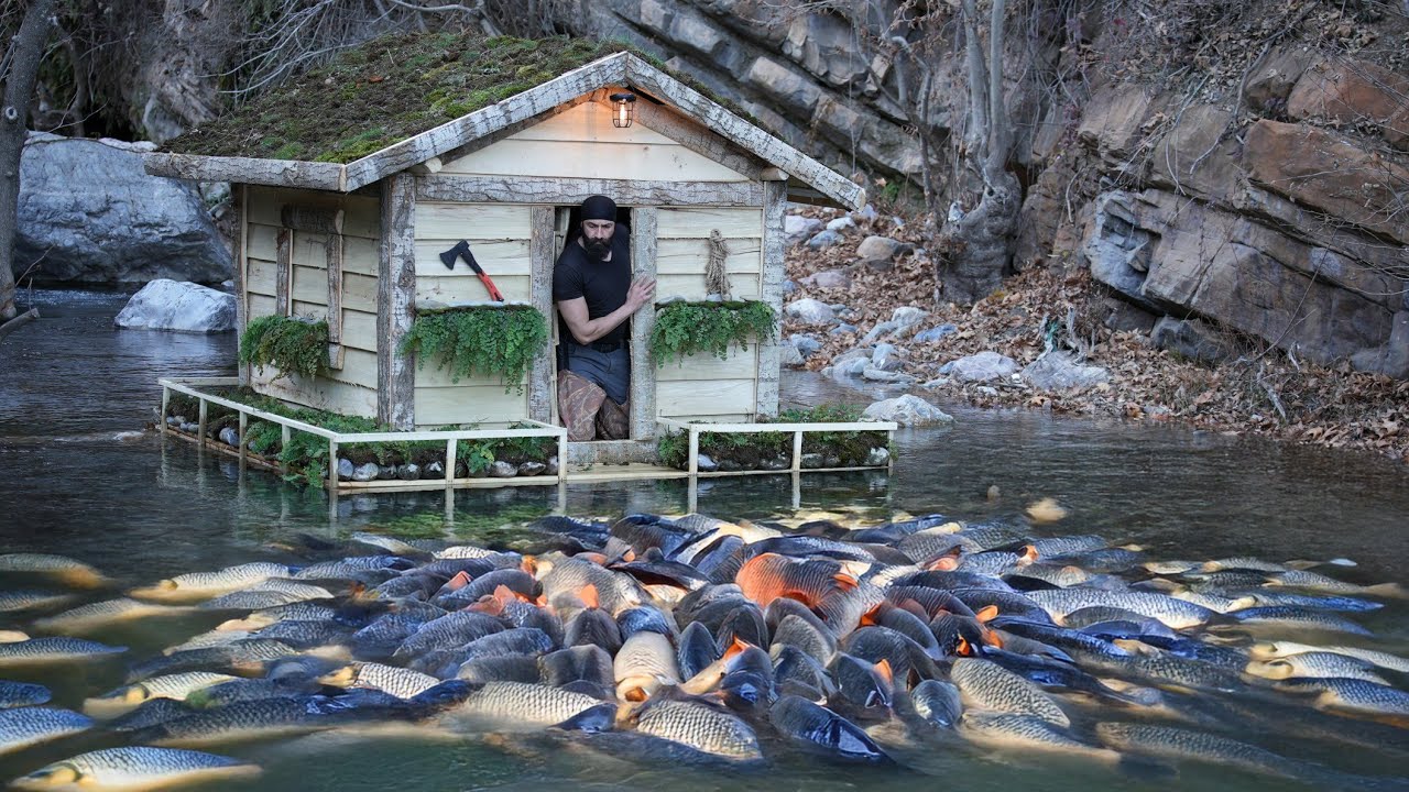 The Fisherman Built a Warm Hut on the Water and Caught Fish İnside the ...