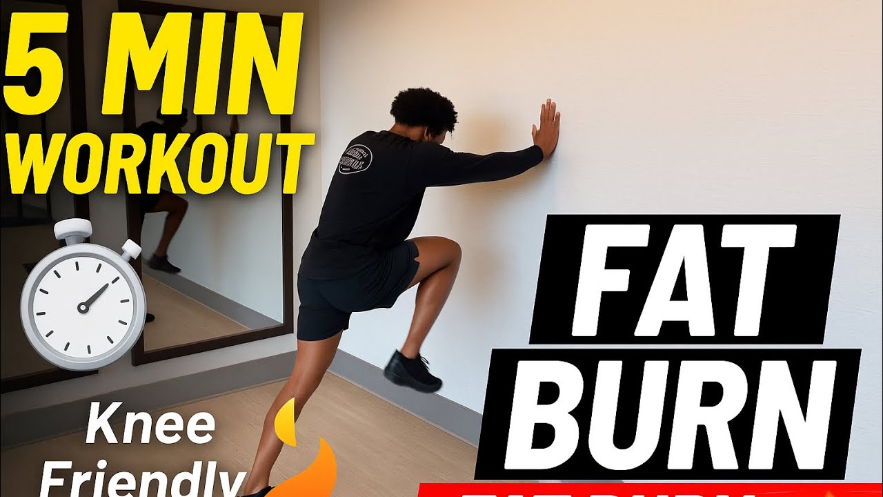 5 MINUTE Wall High Knees Workout (Knee Friendly & Fat burning) - YouTube