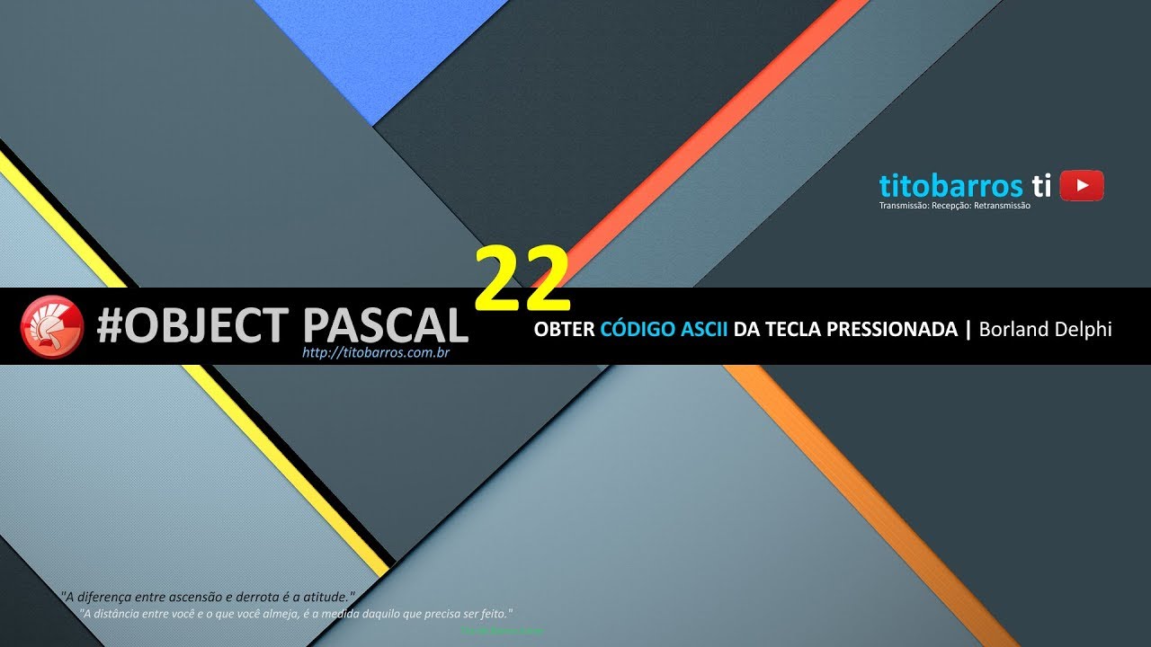 OBJECT PASCAL | 22 | Obter o código ASC da tecla pressionada - YouTube