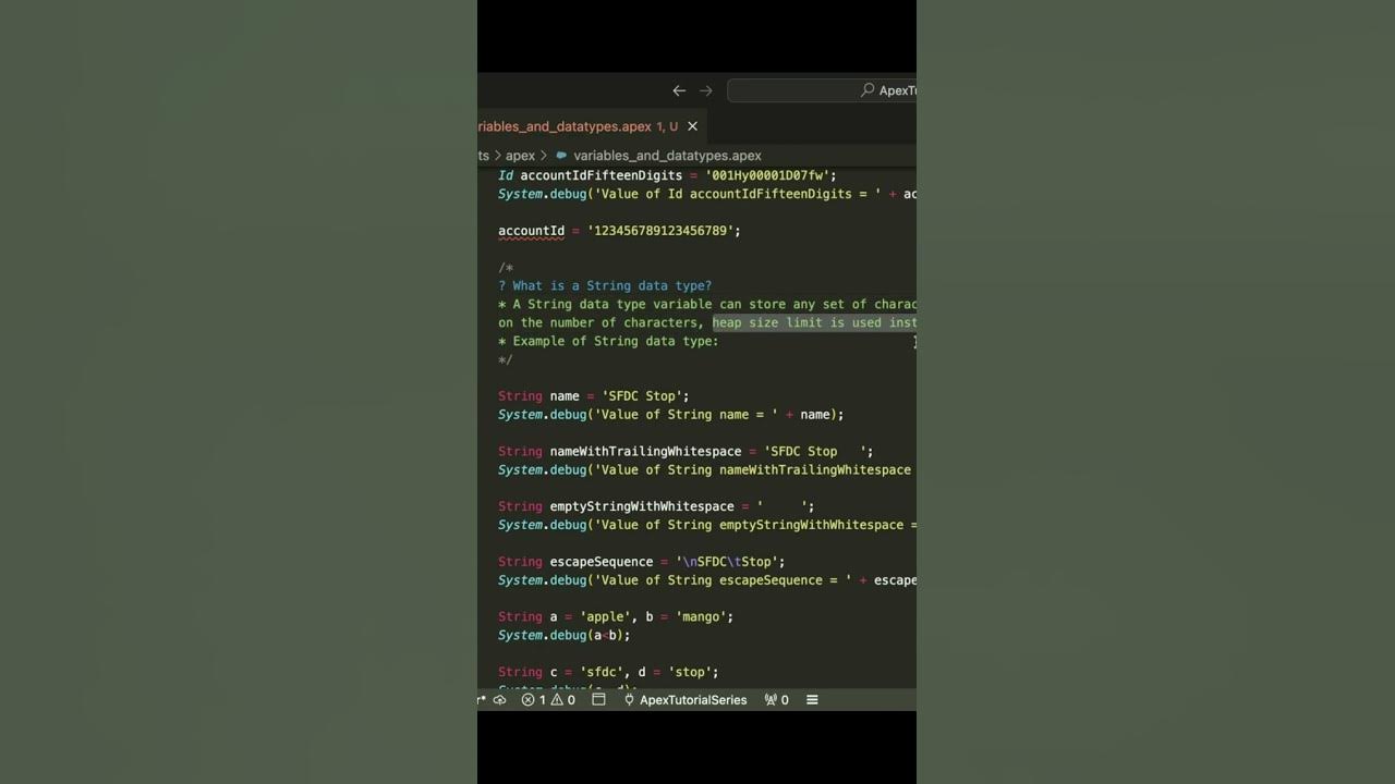 What Is String Data Type In Apex Coding Sfdcstop Salesforcedeveloper Programming Shorts