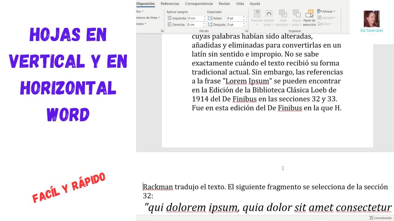 Como PONER UNA HOJA en VERTICAL y OTRA en HORIZONTAL en WORD - YouTube