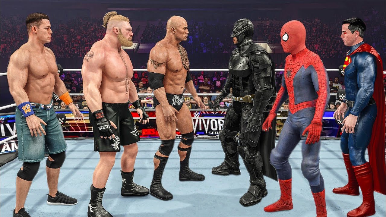 Team WWE vs Spider-Man, Batman and Superman - Epic Battle - YouTube