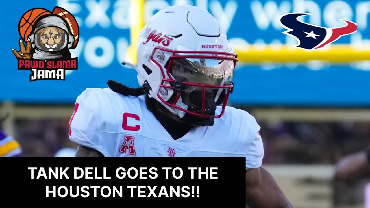 Former Houston Cougars WR Tank Dell speaks after being selected by the ...