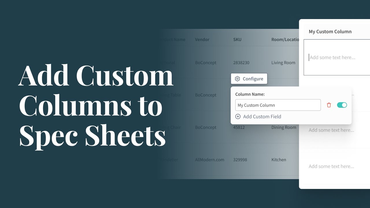 DesignFiles.co - Custom Columns for Spec Sheets - YouTube