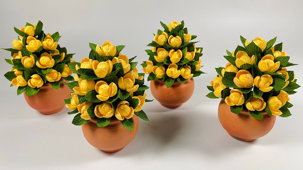 How to make Rumduol flower with crepe paper #icraftpaper #handmade # ...