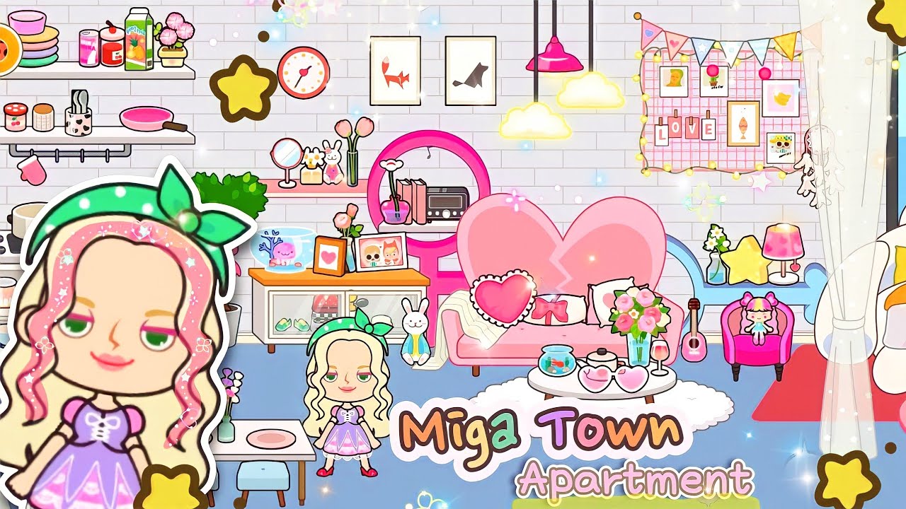Miga Town Apartment PINK💗💓 design | Miga world house makeover - YouTube