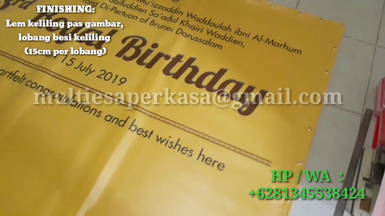Contoh finishing spanduk / banner - YouTube