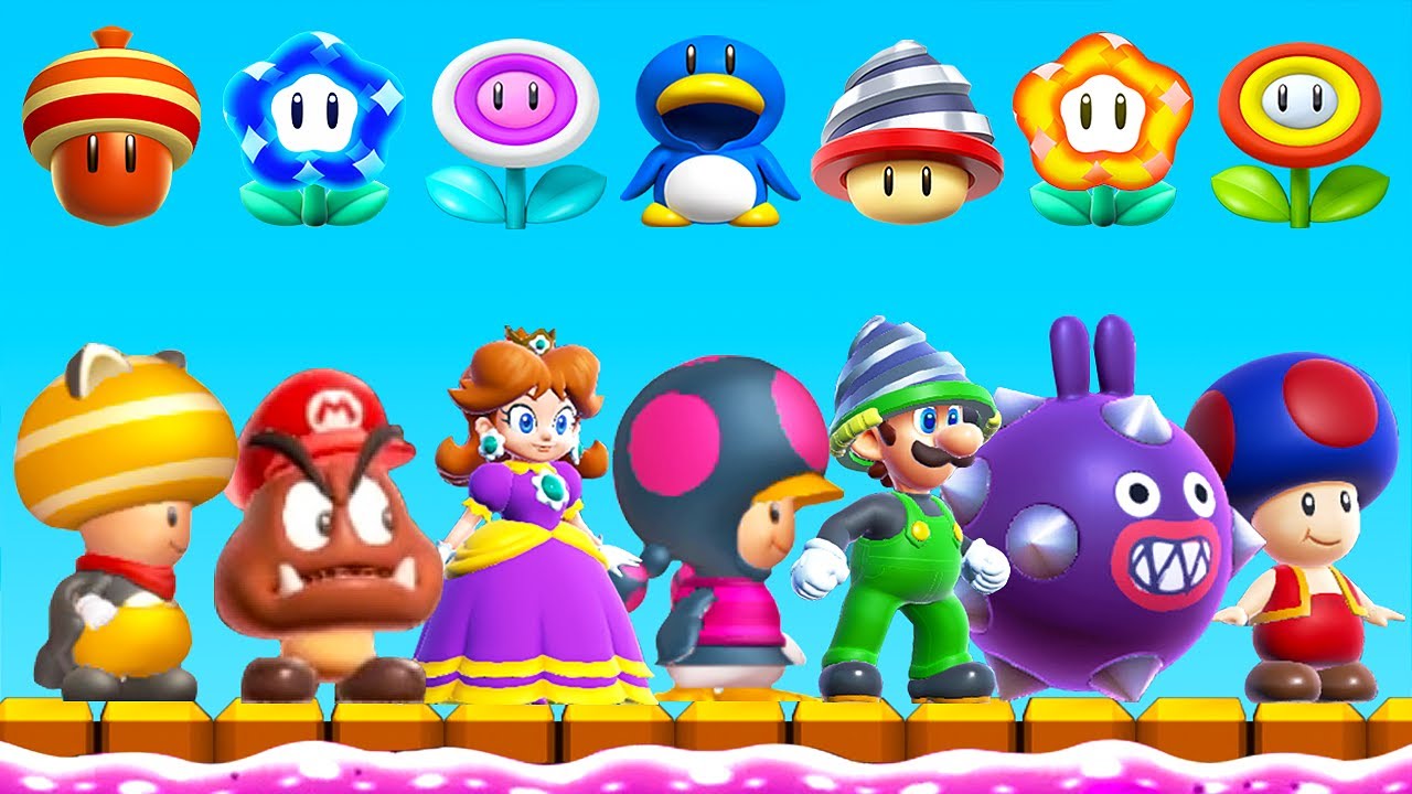 New Super Mario Bros U + Wonder - All Power-Ups & Transformations - YouTube