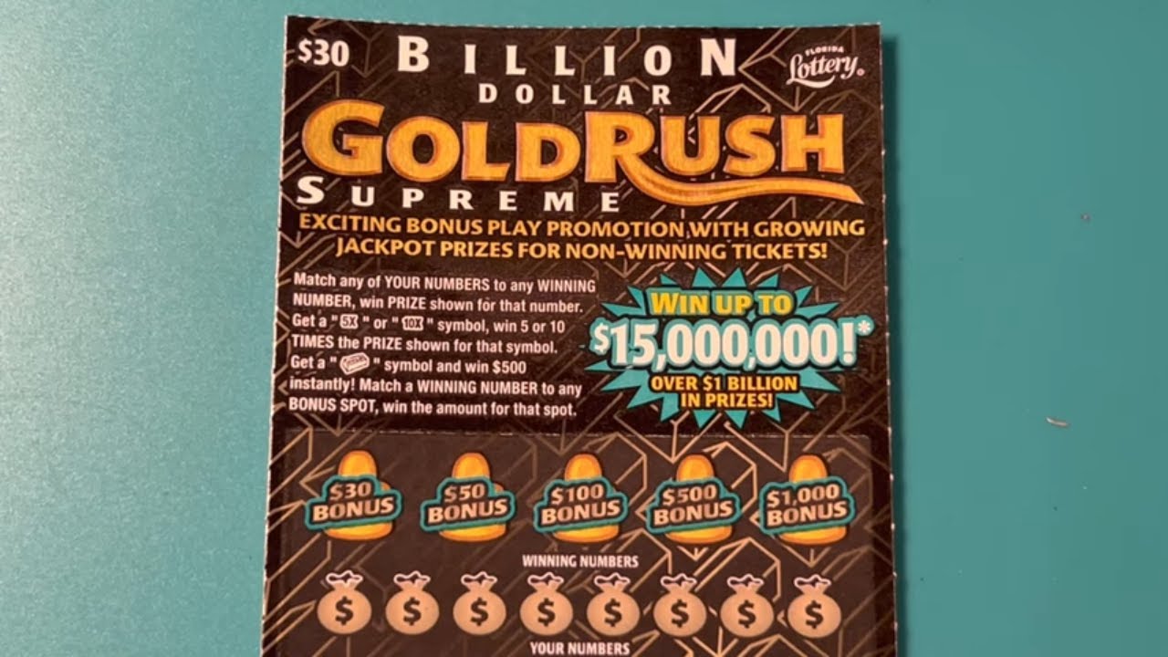 BILLION DOLLAR GOLD RUSH SUPREME SCRATCH OFF FROM THE FLORIDA LOTTERY ...