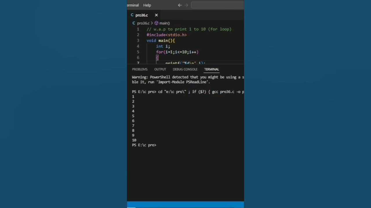 for loop use to print 1 to 10 |🦁🕸️➿#trending #shorts #shortvideo #reels #clanguage #programming ...