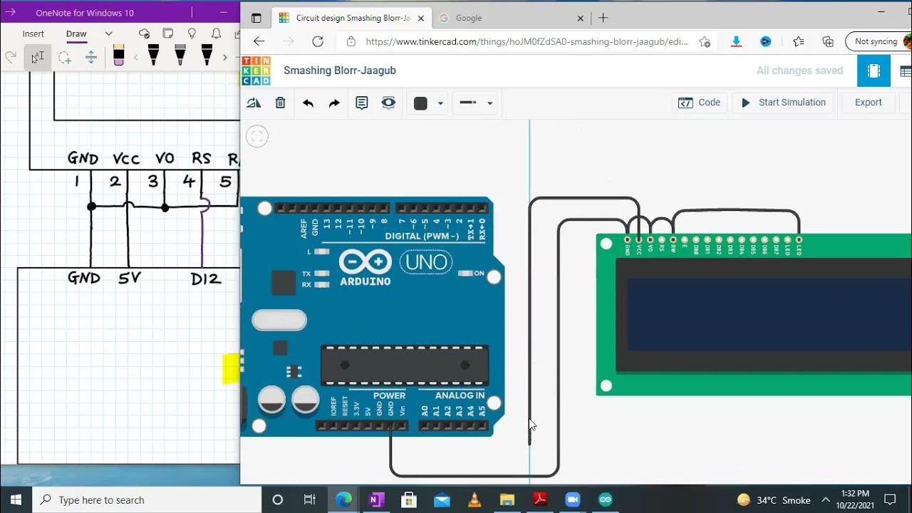 LCD interfacing with Arduino Uno in Tinker CAD - YouTube