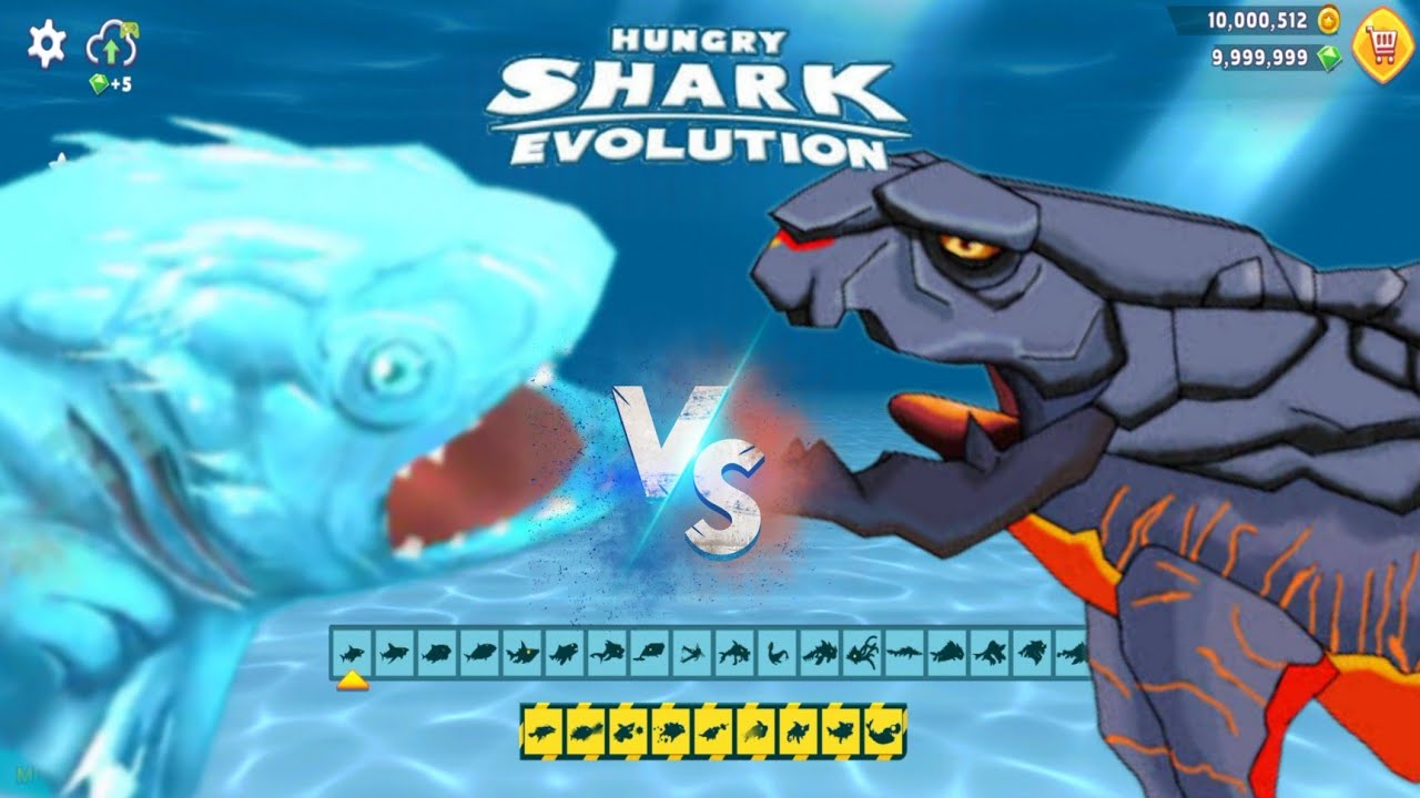 NEW GIANT ICE SHARK VS GIANT PYRO SHARK, WHO US THE WINNER?? - HUNGRY ...