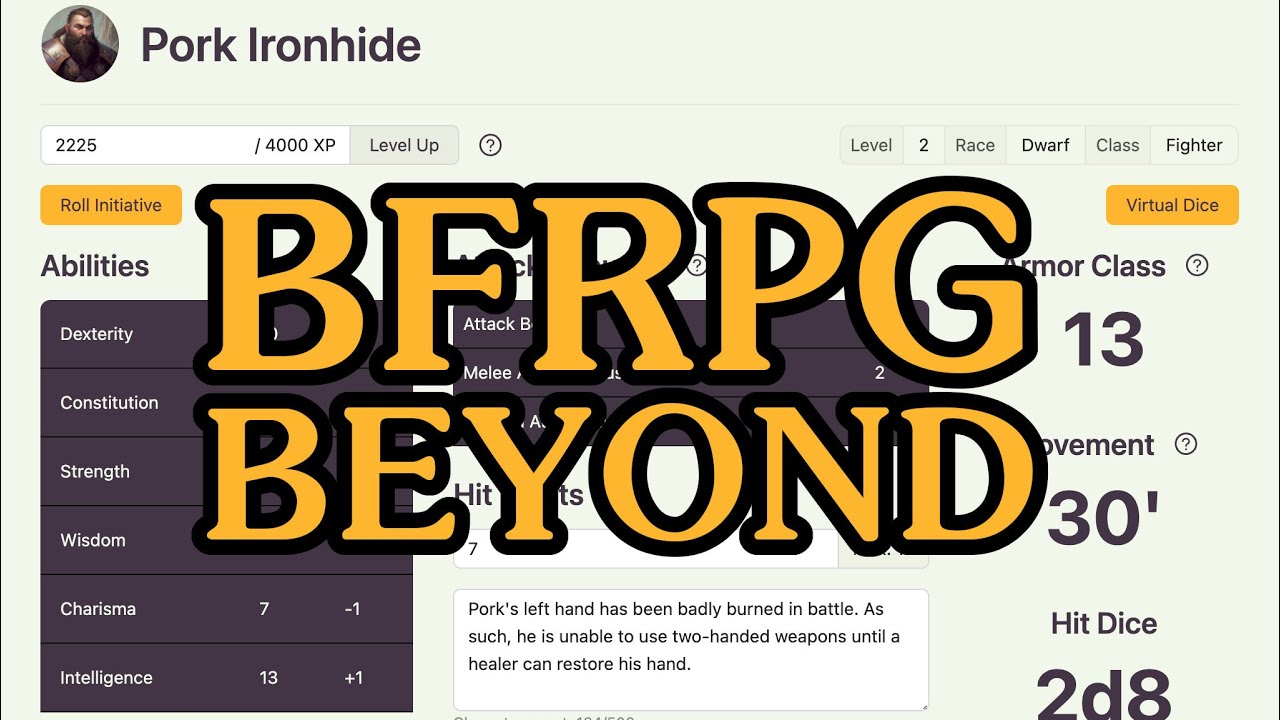 D&D Beyond-like Character Management for Basic Fantasy RPG - YouTube