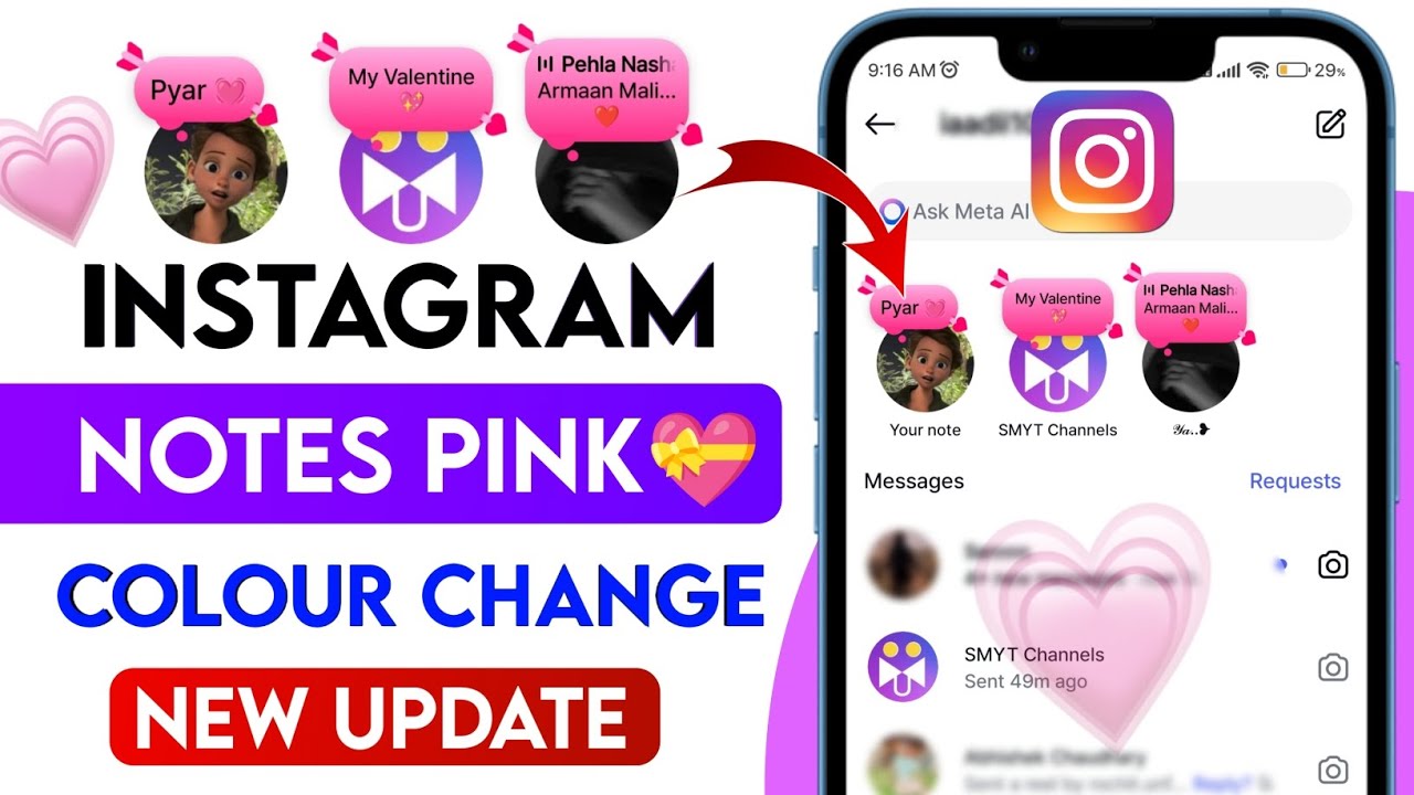 How to Change Instagram Notes colour | How to Post 💝 Pink Notes on ...