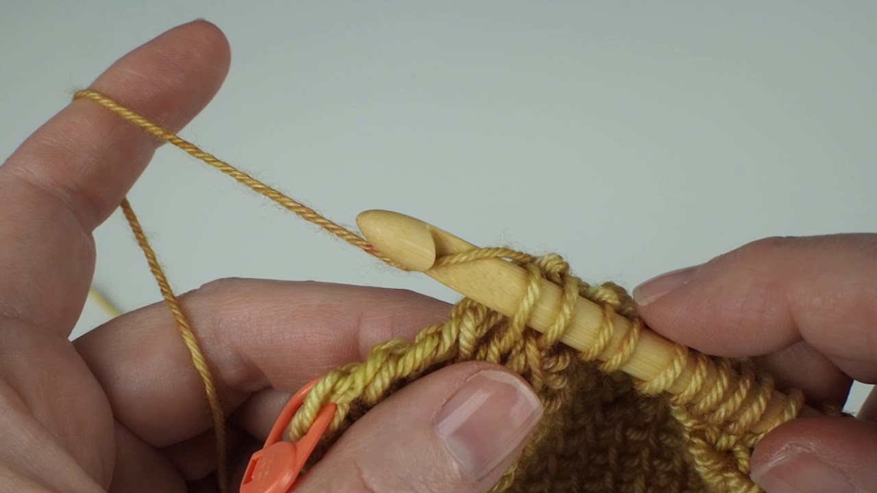 Tunisian Simple Stitch decrease (tss2tog) - YouTube