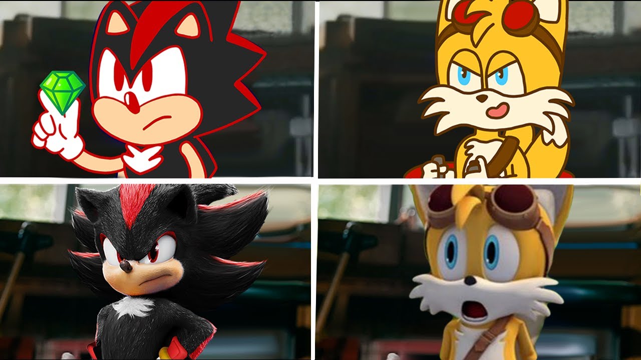 Sonic The Hedgehog Movie TAILS SONIC BOOM vs SHADOW Uh Meow All Designs ...
