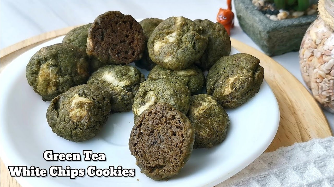 Crunchy Matcha White Chips Cookies (Biskut Green Tea Rangup) Resepi ...