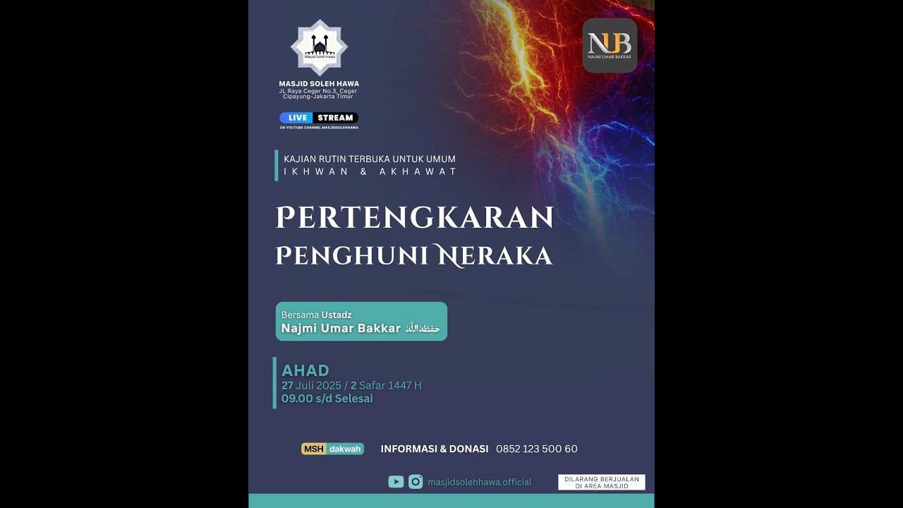 🔴[LIVE] Pertengkaran Penghuni Neraka | Ustadz Najmi bin Umar Bakkar - YouTube