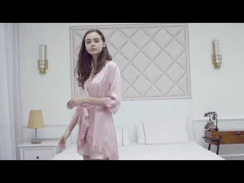 Women's Pink Silk Slip & Robe Set - PandaSilk.com