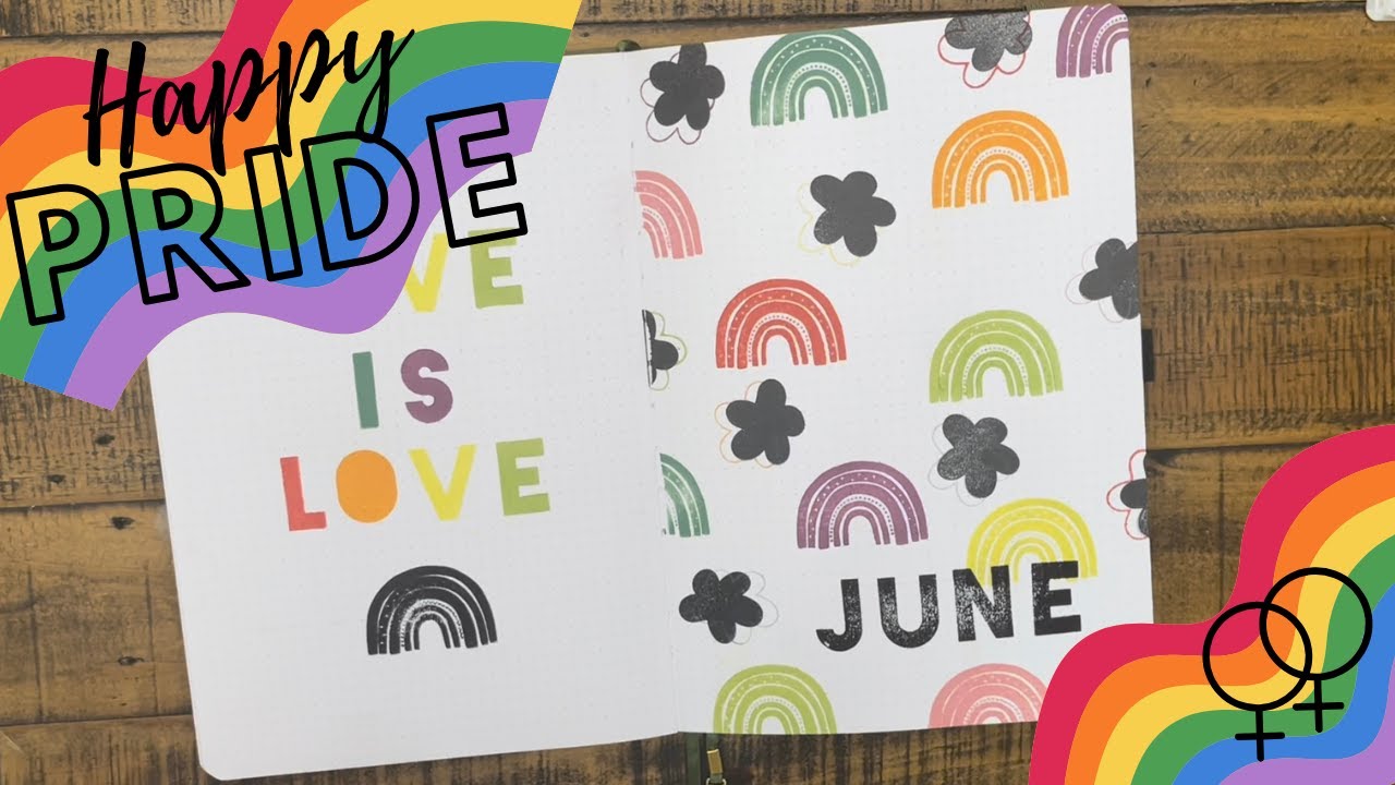 PLAN WITH ME | PRIDE MONTH RAINBOW THEME | June Bujo Setup - YouTube