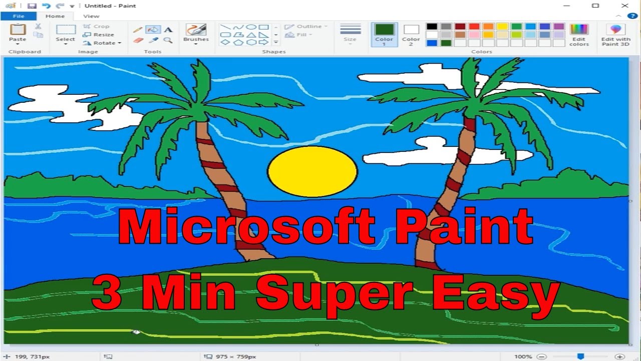 Drawing Scenery with MS Paint ~ MS Paint နဲ့ ရှုခင်းပုံ ဆွဲနည်း (Easy ...