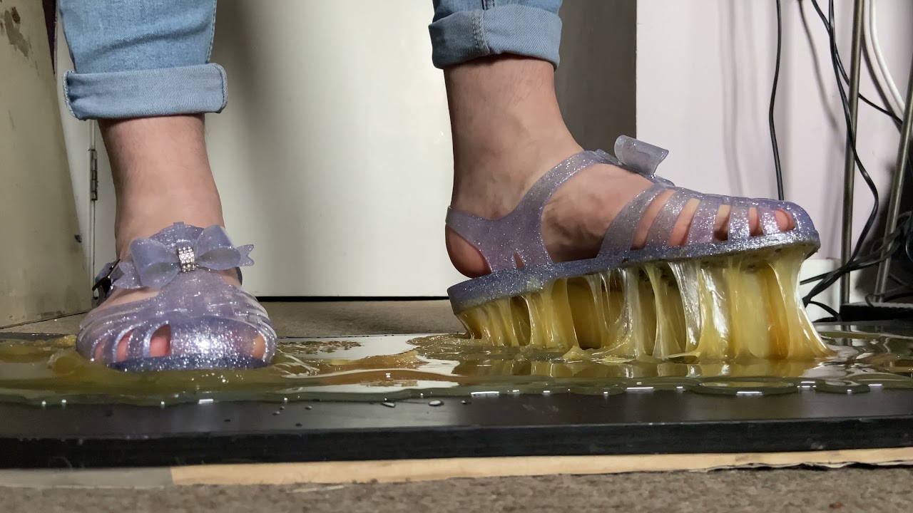 Clear jelly sandals EPIC stuck barefoot to sticky Catchmaster glue PART ...