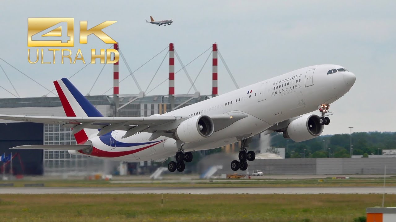 (4K) Airbus A330-223 French Air Force F-RARF departure at Munich ...