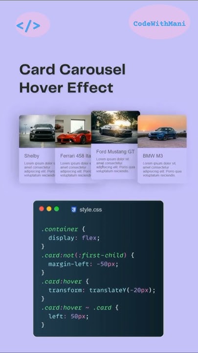 Card Carousel Hover Effect Using Css Html Css Shortsvideo Coding Webdevelopment Webdesign