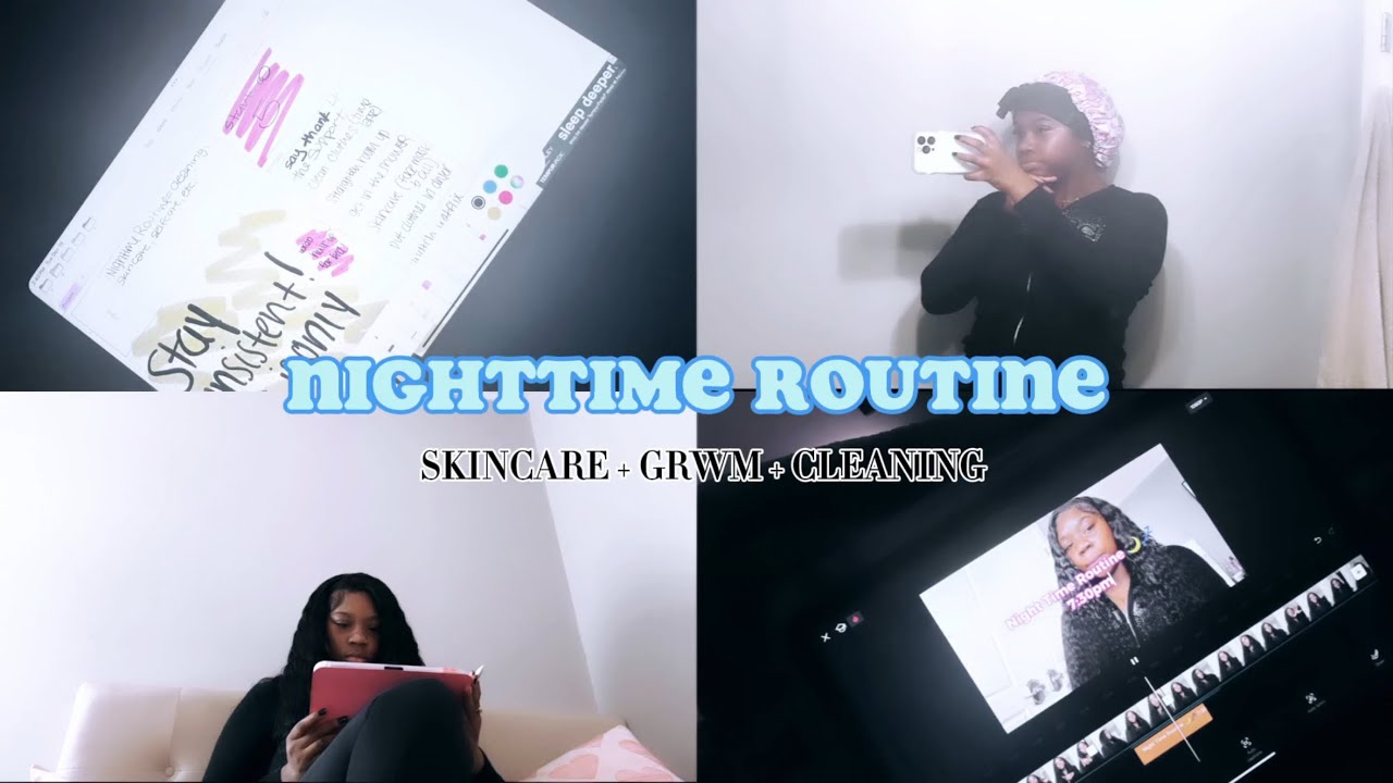 NIGHTTIME ROUTINE | skincare routine, cleaning, grwm, christmas break ...