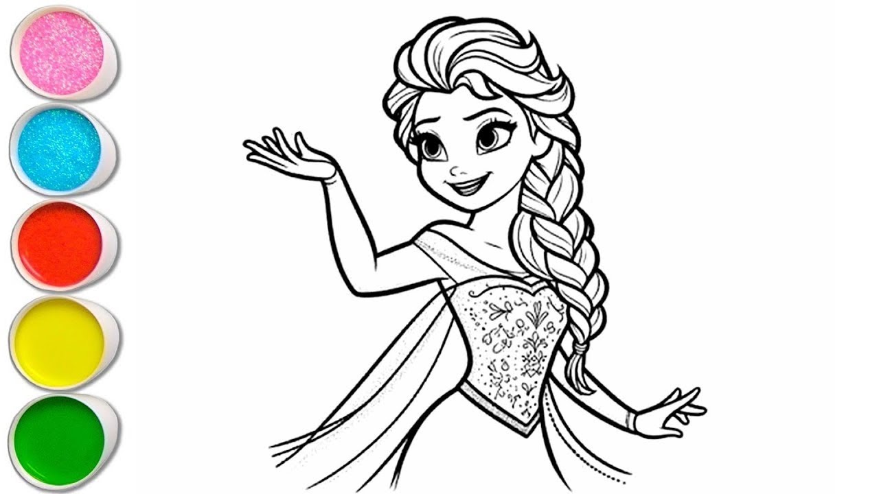 Cute Elsa Frozen Drawing for kids, Painting & Coloring for kids. - YouTube