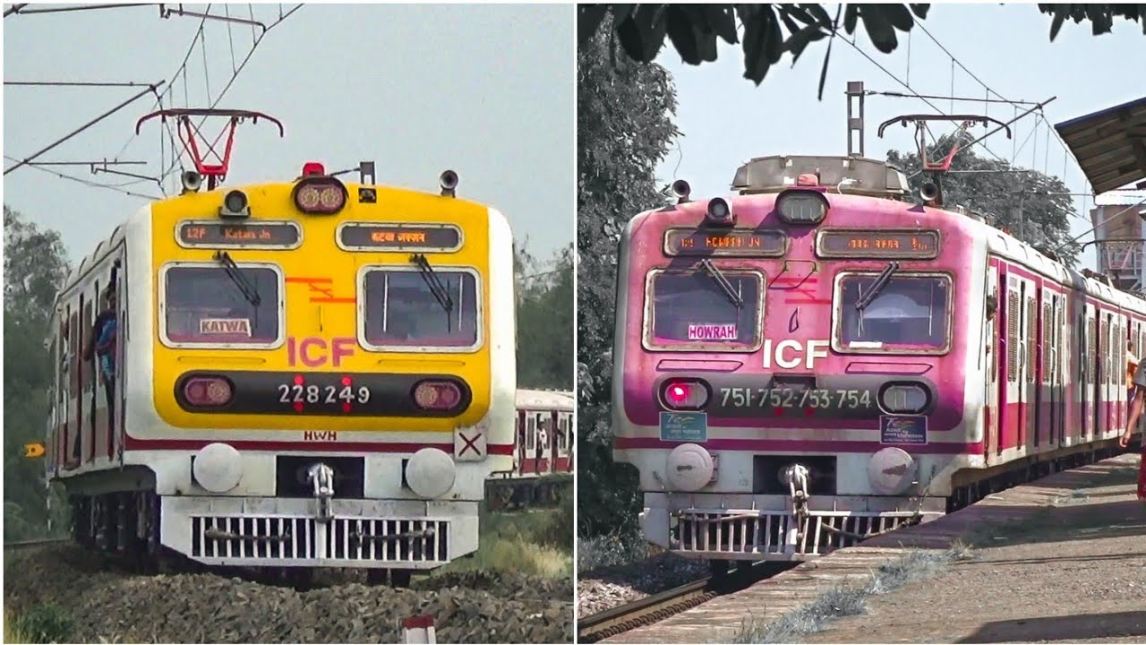 Pink face & Yellow face unique ICF EMU local trains of Indian Railways ...