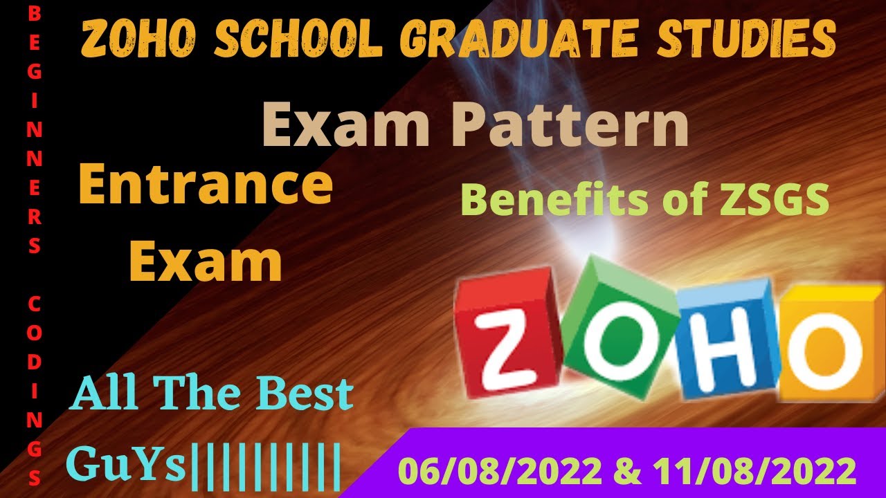 Zoho School Graduate Studies | Beginners Codings - YouTube