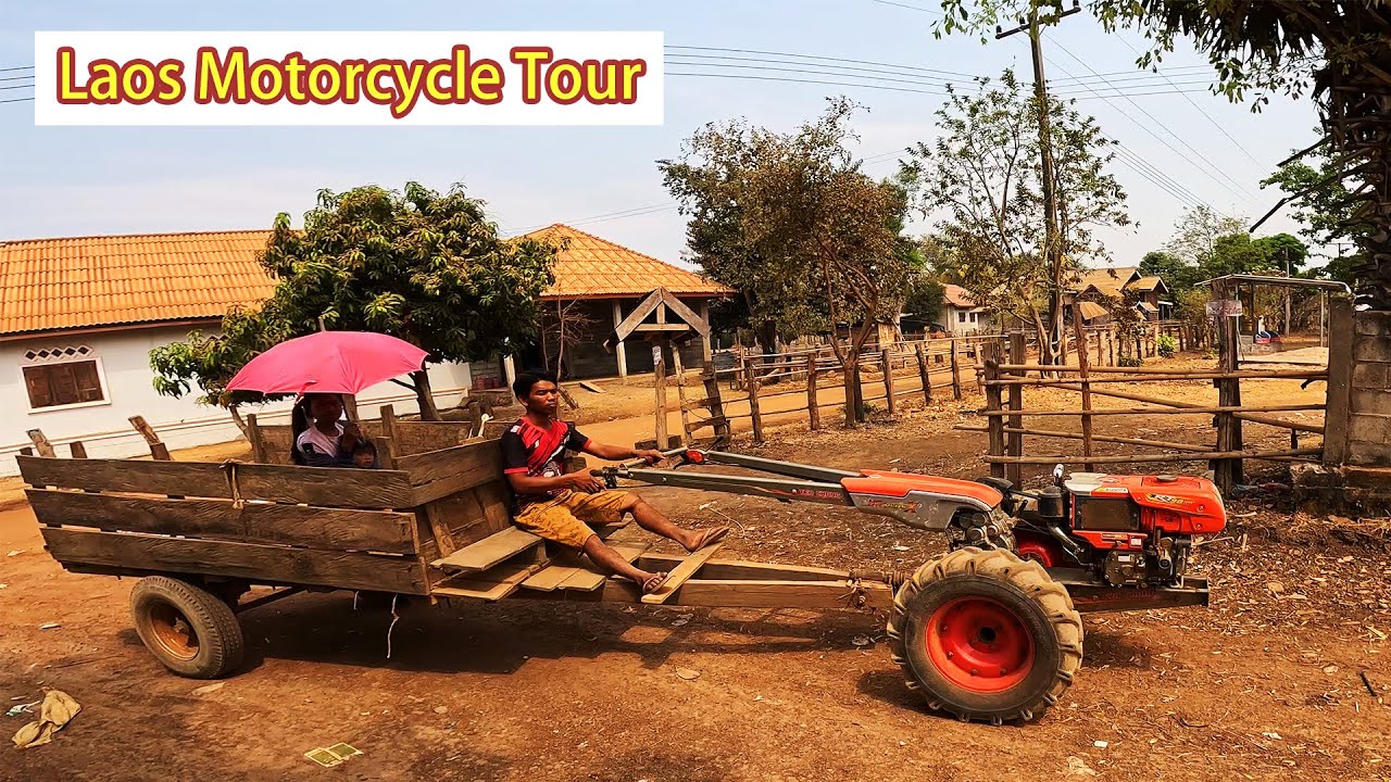 【4K】Laos Motorcycle Tour 10: Si Phan Don - Champasak ,Visit the ...