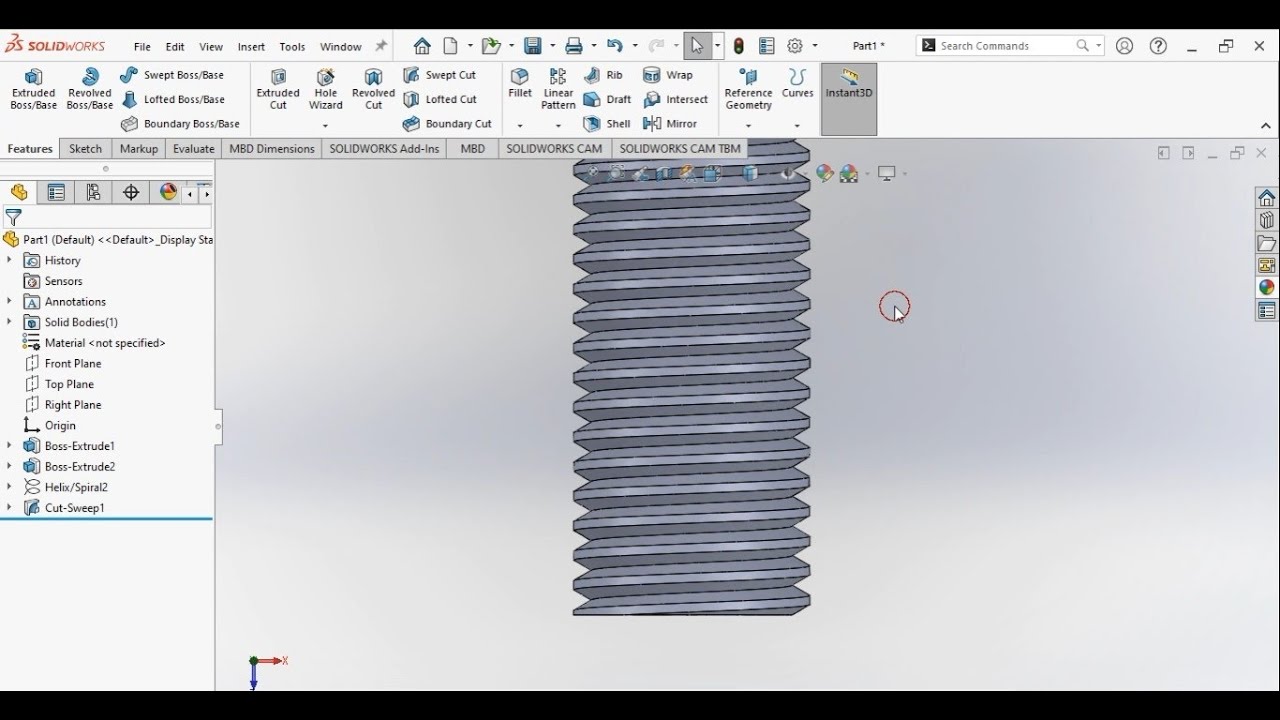 SolidWorks Iron Rod make with Helix & Spiral Feature - YouTube