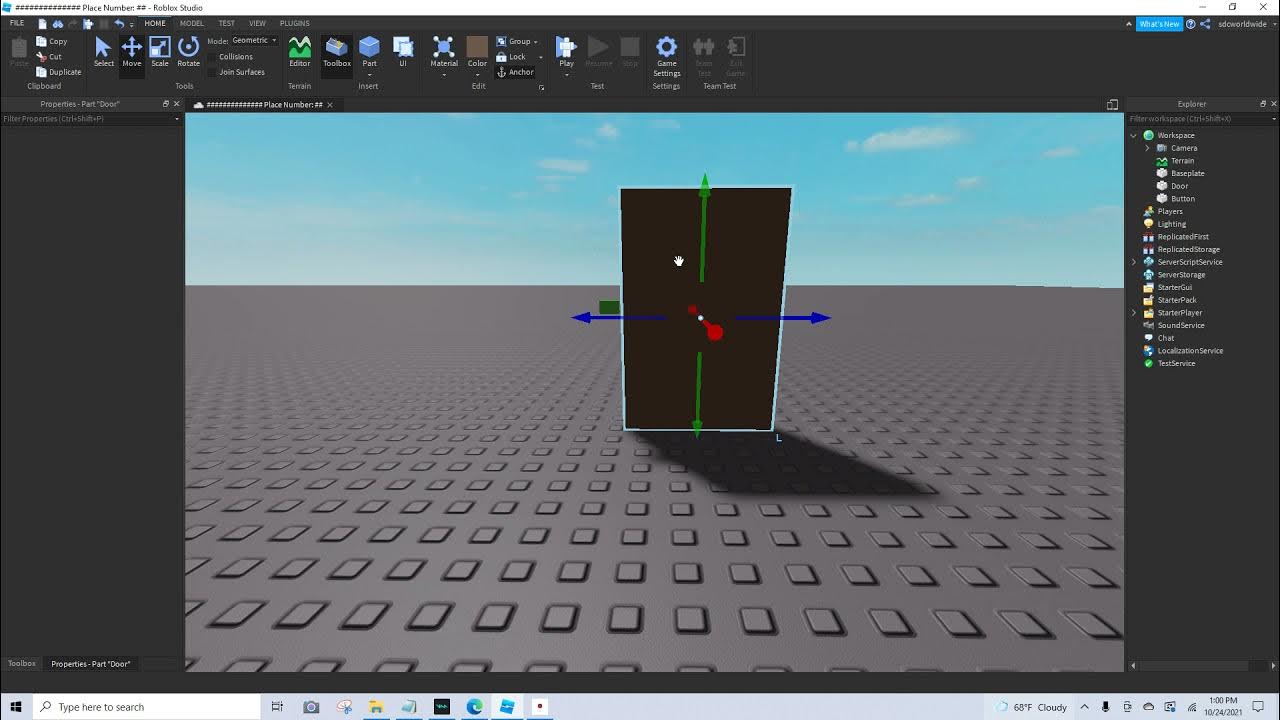 Roblox Studio - How to make a button door (EASY) - YouTube
