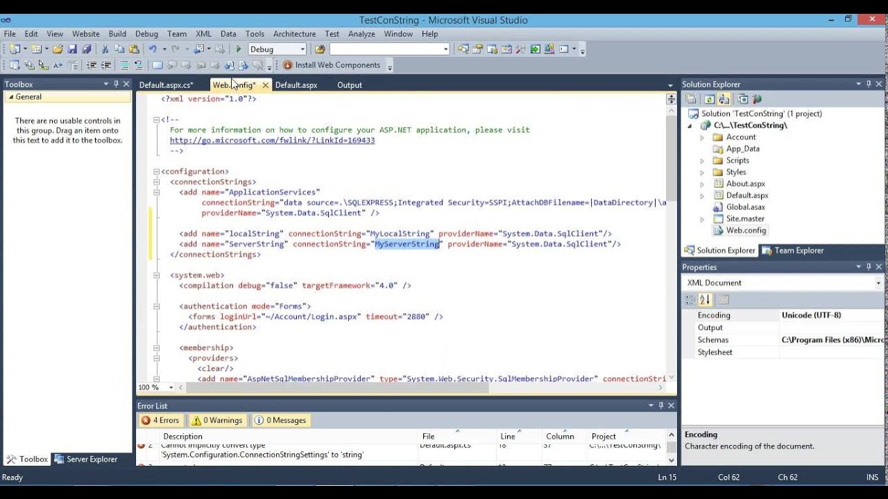 ConnectionString inside webConfig File - YouTube